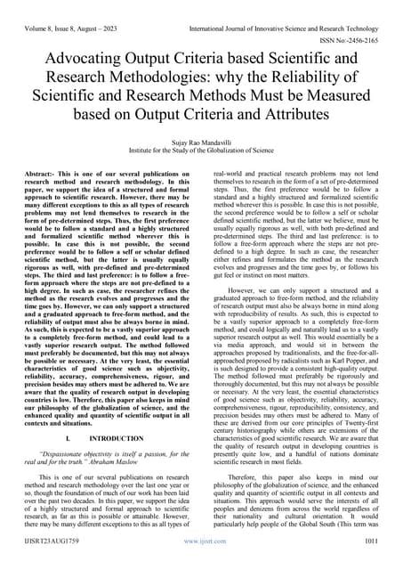 sujay rao mandavilli ijisrt23aug1759 advocating output criteria pdf