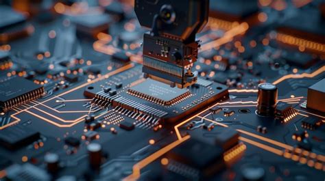Premium Photo A Macro Shot Of An Electronic Printed Circuit Board Being Assembled Using An