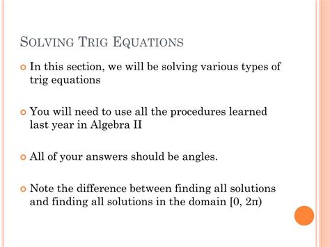 PPT 5 3 Solving Trig Equations PowerPoint Presentation Free Download ID 2978015