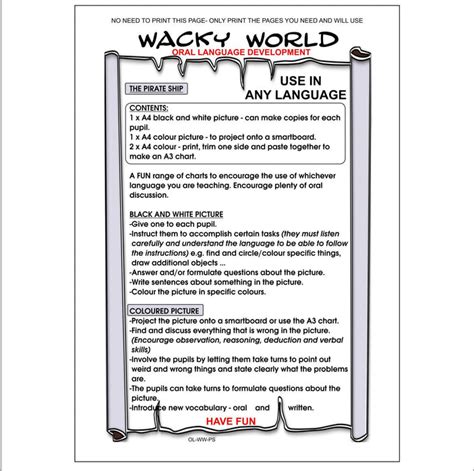 oral language development our wacky world wacky pirate ship — happy
