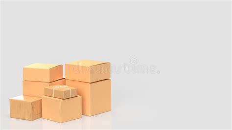 The Cardboard Box For Shipping Or Cargo Concept 3d Rendering Stock