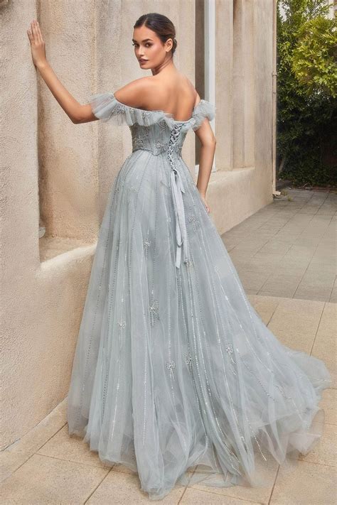 Andrea And Leo A1092 Off Shoulder Ruffled Sleeve A Line Dress
