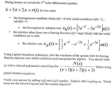 Solved During Lecture We Solved The 2nd Order Differential