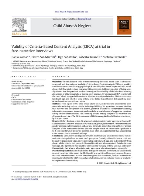 Pdf Validity Of Criteria Based Content Analysis Cbca At Trial In