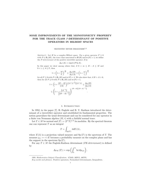 Pdf Some Improvements Of The Monotonicity Property For The Trace