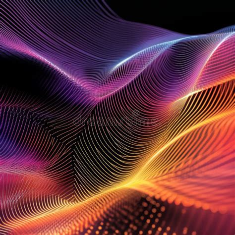 Abstract Data Visualization With Colorful Patterns And Waves In Black Space Stock Illustration
