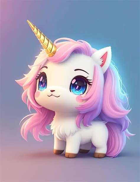Premium Ai Image Cute Tiny Hyperrealistic Anime Unicorn On Colorful Background Ai Generative