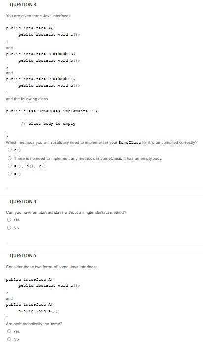 Solved Question 3 You Are Given Three Java Interfaces