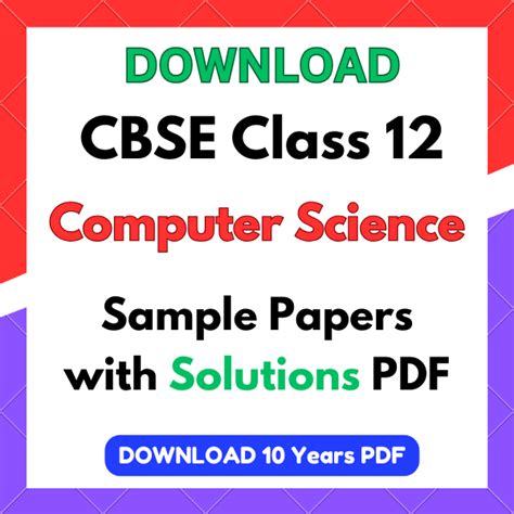 Cbse Class 12 Computer Science Sample Papers With Solutions