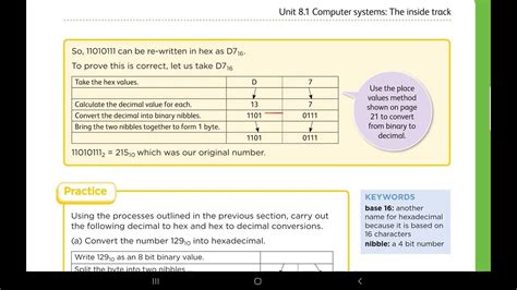Igcse Lower Secondary Computing Lesson 17 Hexa Calculation Youtube