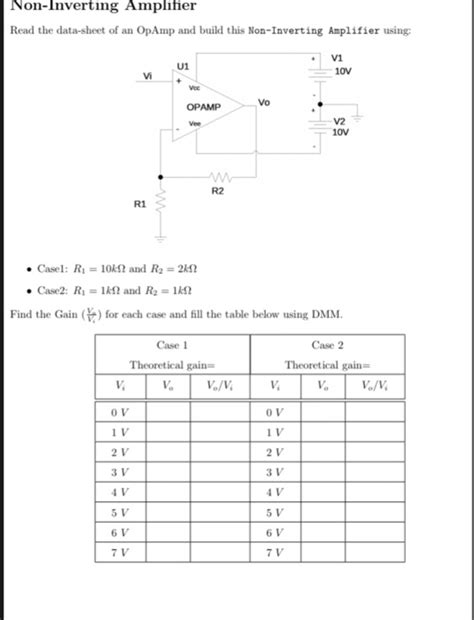 Solved Non Inverting Amplifher Read The Data Sheet Of An