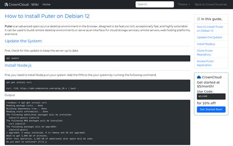 Crowncloud Wiki How To Install Puter On Debian 12