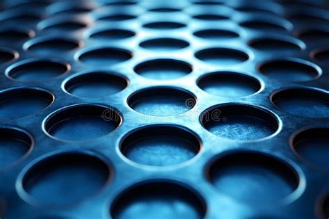 Abstract Metallic Circles Pattern In Blue Light Modern Industrial Design Generative Ai Stock