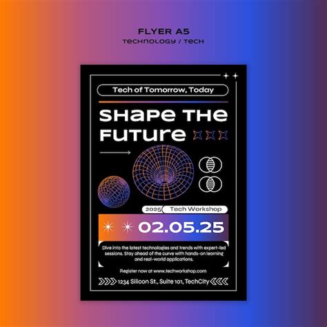 기술 플라이어 템플릿 디자인 무료 Psd 파일