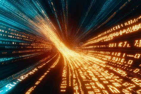 Flowing Glowing Binary Code In A Futuristic Digital Data Stream