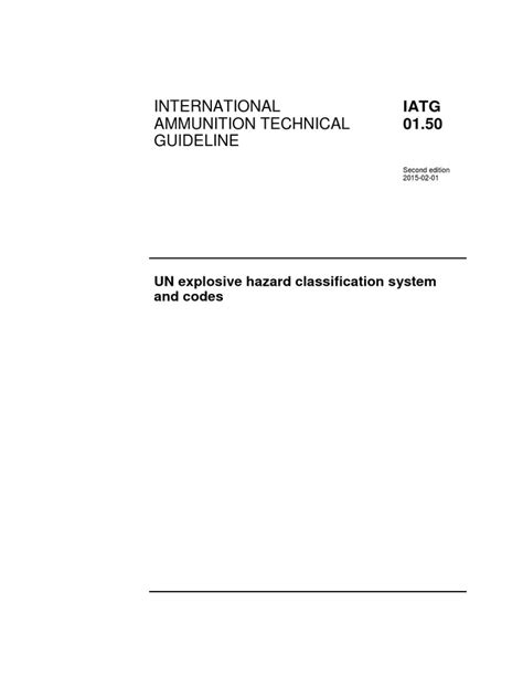 Iatg 01 50 Un Explosive Classification System And Codes V 2 Pdf