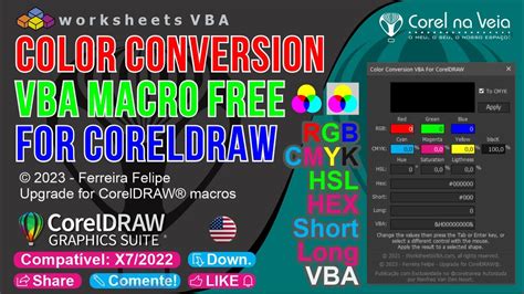 Color Conversion Vba Macro Free For Coreldraw E Excel Youtube