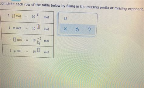 Solved Omplete Each Row Of The Table Below By Filling In The Chegg Com
