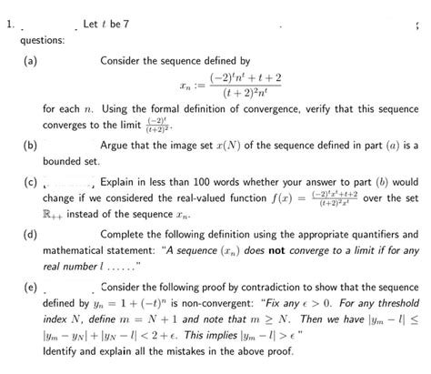 Solved Questions A Consider The Sequence Defined By Chegg