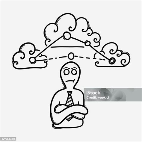 클라우드 연결을 가진 사업가 낙서 벡터 아이콘입니다 그리기 스케치 일러스트레이션 손 그린 만화 라인 Eps10 0명에 대한 스톡 벡터 아트 및 기타 이미지 Istock