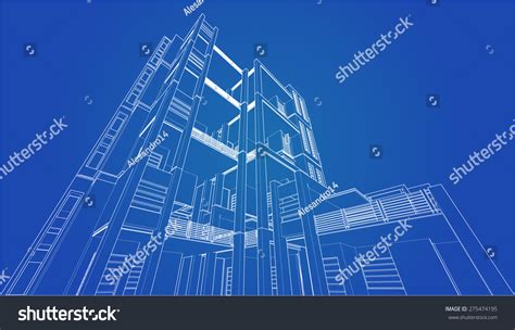 건물 와이어프레임의 원근 3d 렌더링 스톡 벡터로열티 프리 275474195 Shutterstock