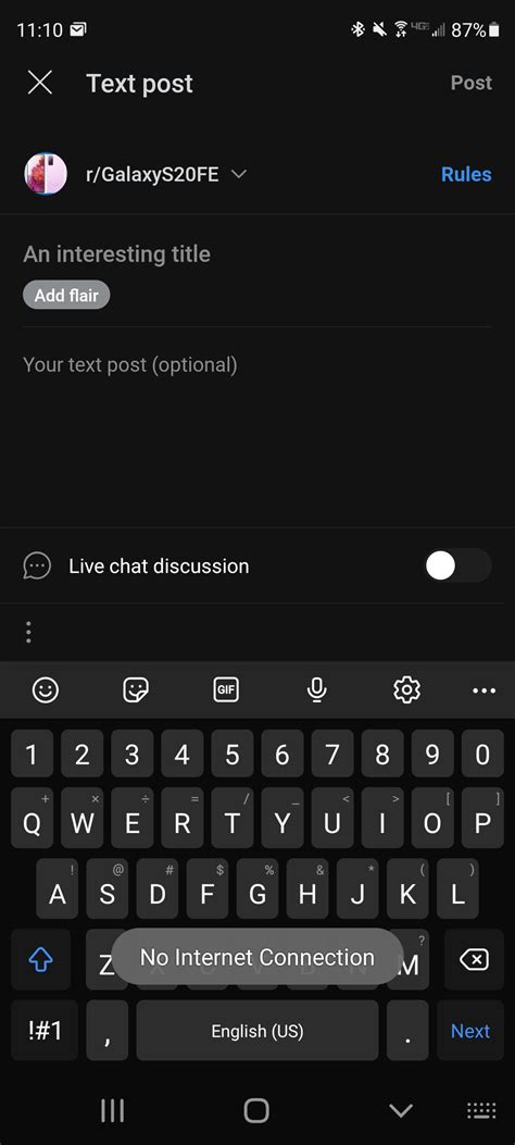 No Internet Connection Error Message R GalaxyS FE