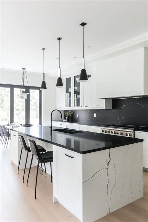 20 White Kitchens With Black Countertops A Bold And Timeless Contrast