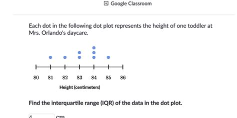 SOLVED Google Classroom Each Dot In The Following Dot Plot Represents The Height Of One Babe
