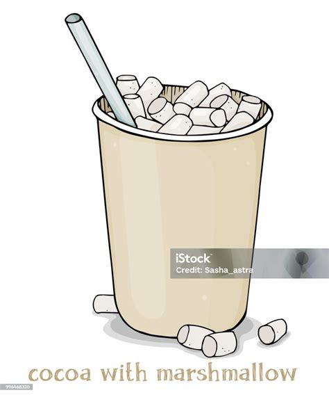 려 고 마 시 멜로 핫 코코아 종이 컵 흰색 바탕에 벡터 그림입니다 0명에 대한 스톡 벡터 아트 및 기타 이미지 0명 가리기 귀여운 Istock