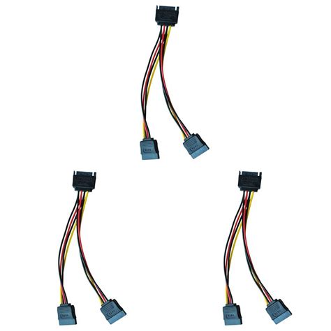 3x 6in Sata Splitter Cable Adapter Mf Power Cable