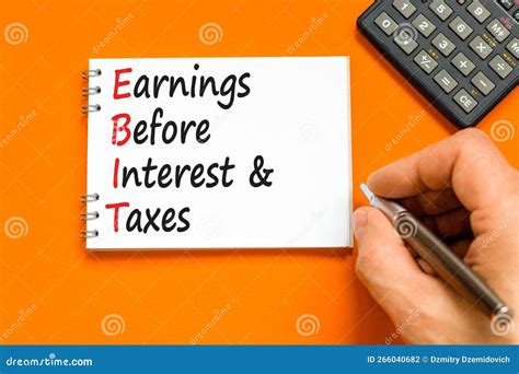 Ebit Symbol Concept Words Ebit Earnings Before Interest And Taxes On White Note On Orange