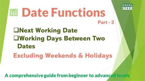 Date Functions Part 3 In Excel Find Out Next Work Date Working Days