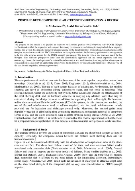Pdf Profiled Deck Composite Slab Strength Verification A Review