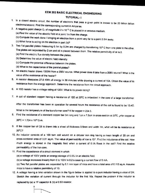 bee tutorial sheet pdf inductor electrical resistance and conductance