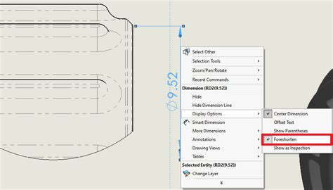 how to add foreshortened dimensions in solidworks