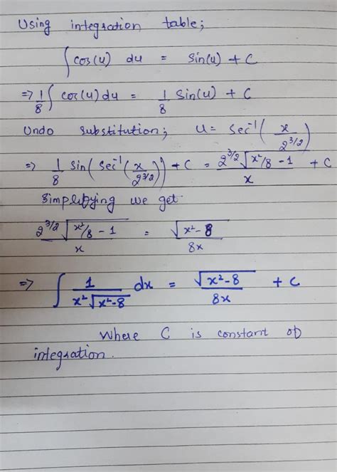 Solved Use The Integration Table To Find The Indefinite Integral