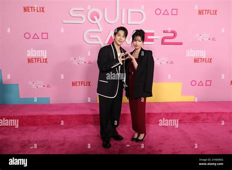 Yim Si-wan and Jo Yu-ri attends the Los Angeles Premiere & Fan Event for Netflix's "Squid Game ...