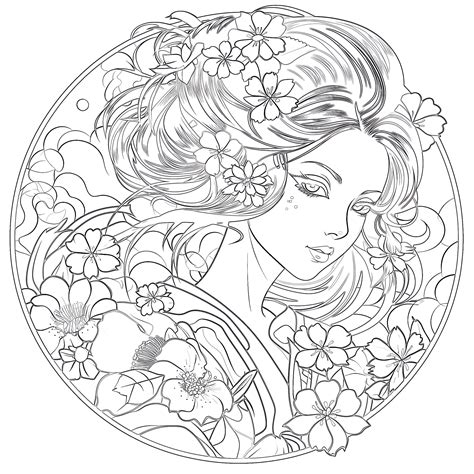Japanese Anime Girl Coloring Pages Japanese Girl Coloring Page