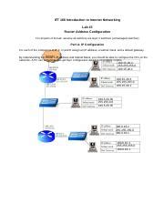 Internet Networking Lab Router Address Configuration For IP Course Hero
