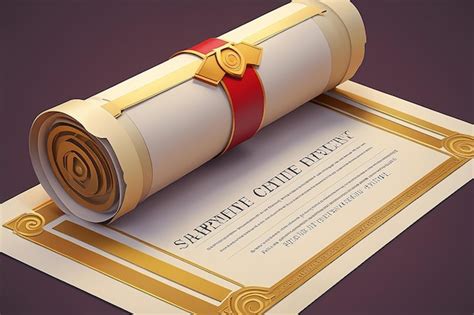 3d Certificate Rolled Paper Vector Illustration Certificate Design