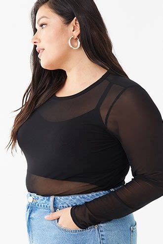 Plus Size Sheer Mesh Top Mesh Crop Top Outfit Plus Size Going Out