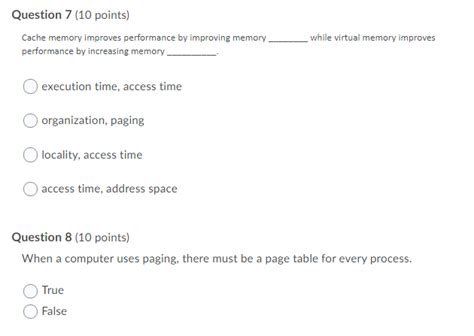 Solved Question Points Cache Memory Improves Chegg