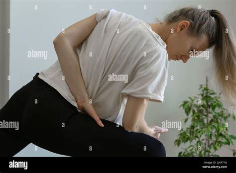 Slim Woman Doing Sport Exercise Stock Photo Alamy