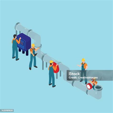 파이프 아이소메트릭 3d를 고정하는 기술자 기술자에 대한 스톡 벡터 아트 및 기타 이미지 기술자 만화 물 Istock