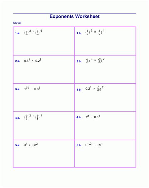 Exponents And Multiplication Worksheet Answer Key Free Printable