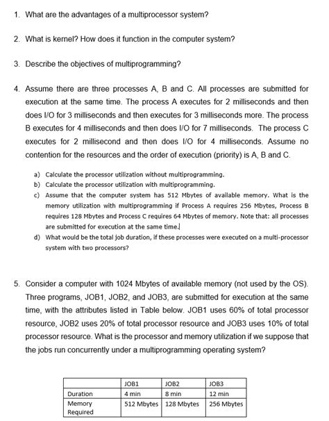Solved 1 What Are The Advantages Of A Multiprocessor