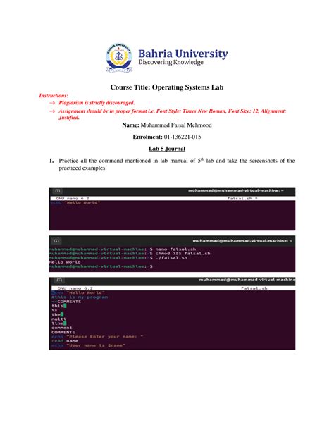 Lab 5 Journal 25102023 100836 Am Operating Systems Course Title