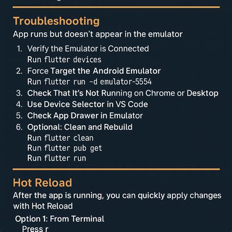 fix flutter app not showing in emulator hot reload guide devsecops