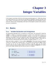 Integer Variables Pdf Chapter Integer Variables In This Chapter We Will Take A First