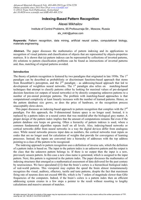 Pdf Indexing Based Pattern Recognition